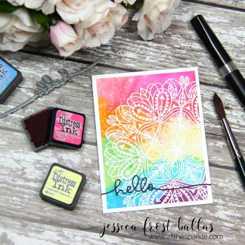 Distress Ink Watercoloring - all the sparkle