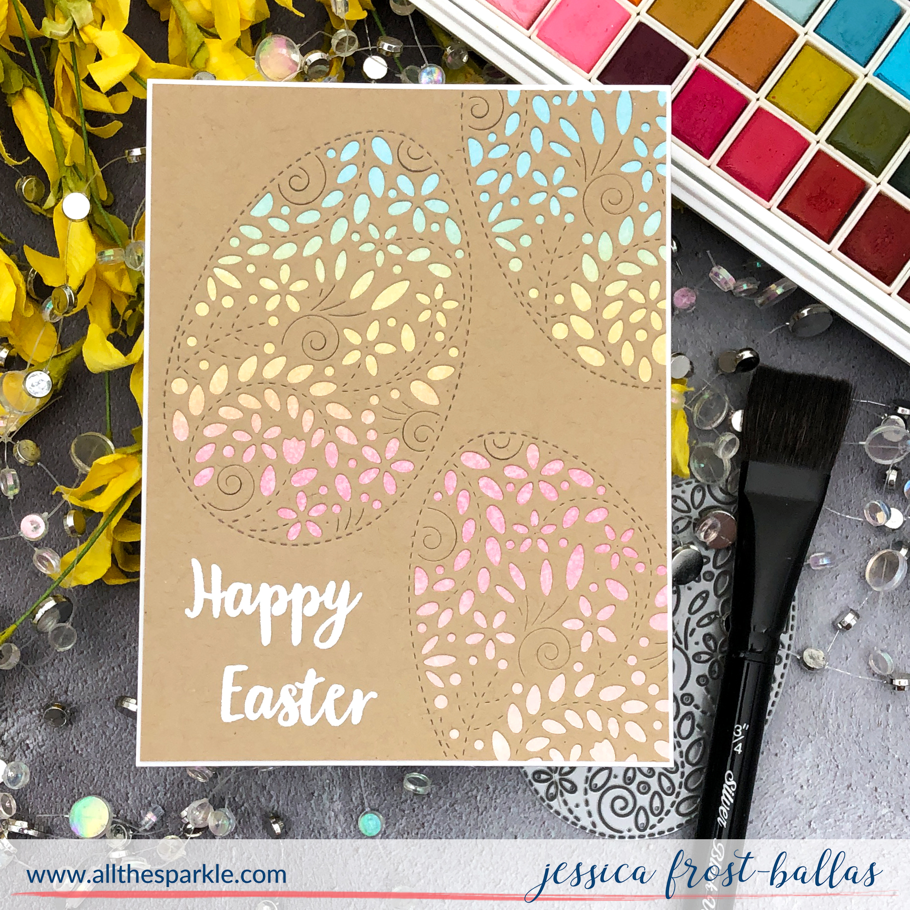 Easy Watercolored Easter Cards - all the sparkle