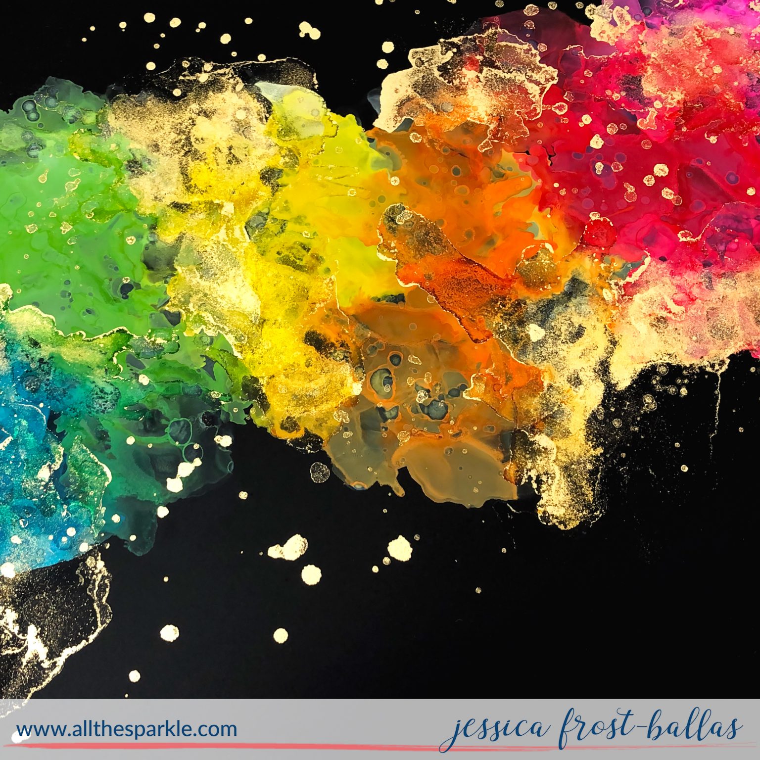 Rainbow Alcohol Inks on Nara Black (VIDEO + GIVEAWAY!) - all the sparkle