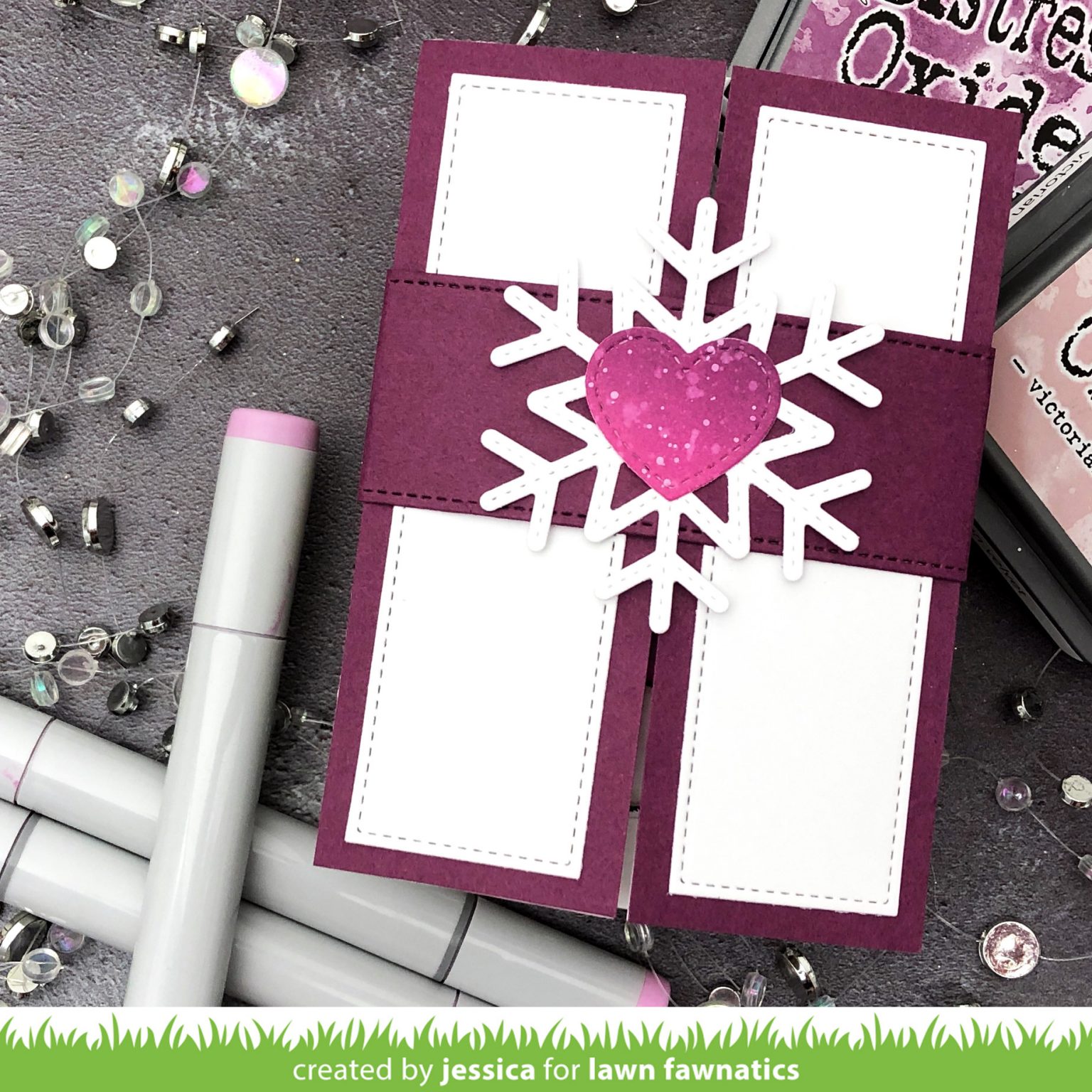 Ink Blended Shutter Card with Lawn Fawn - all the sparkle