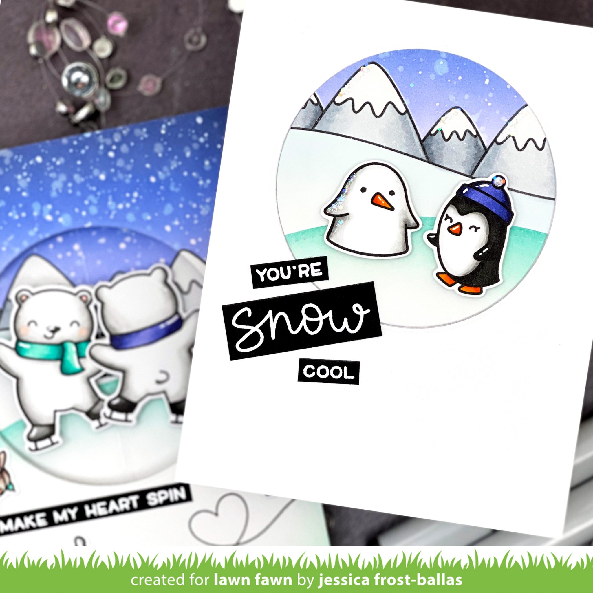 Lawn Fawn Two Cards from One Design - all the sparkle